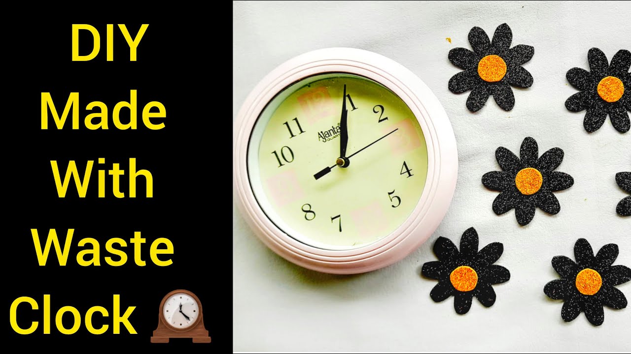 Recycling of waste clock || Glitter foam sheet wall decor || Wall decor ...
