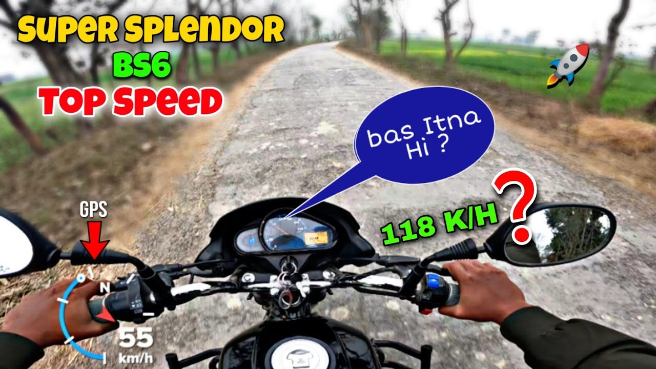 Hero Super Splendor bs6 Top Speed Test | Splendor Per Gear Speed Test ...