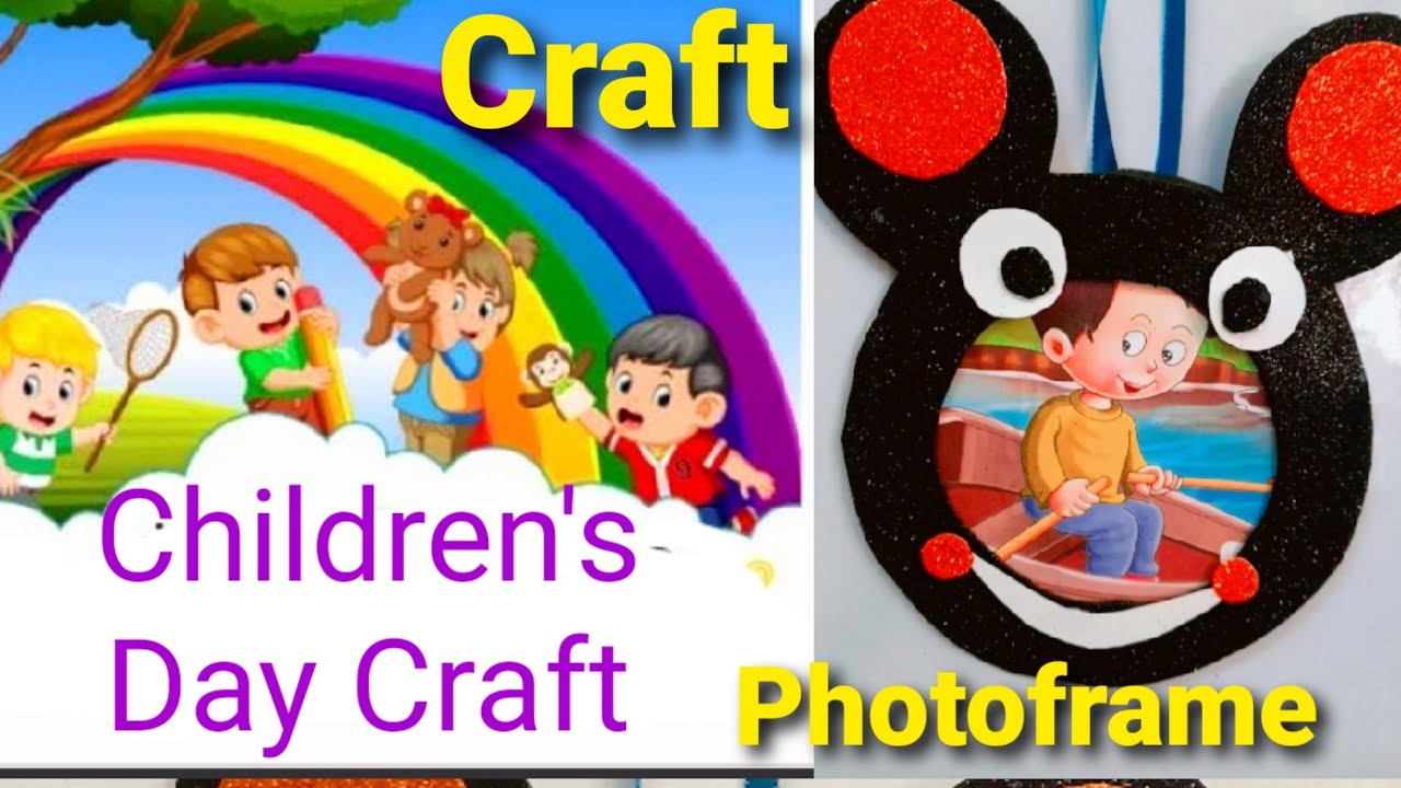 Children's Day craft | photoframe making idea with glitter sheet ...