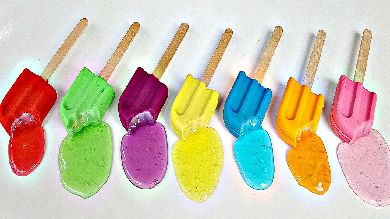 How to Make Slime Play Doh Popsicle Rainbow DIY Learn Colors Kinetic ...