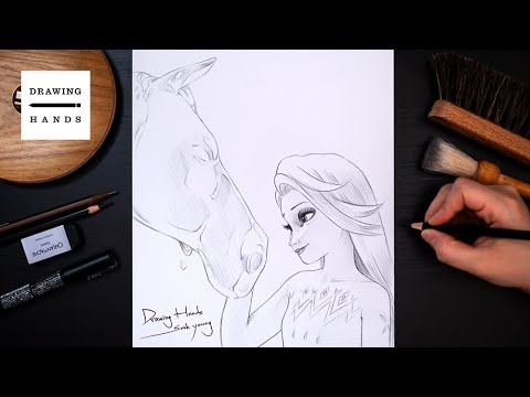 Drawing Sketch frozen2 - Elsa & Nokk [Drawing Hands] - YouTube