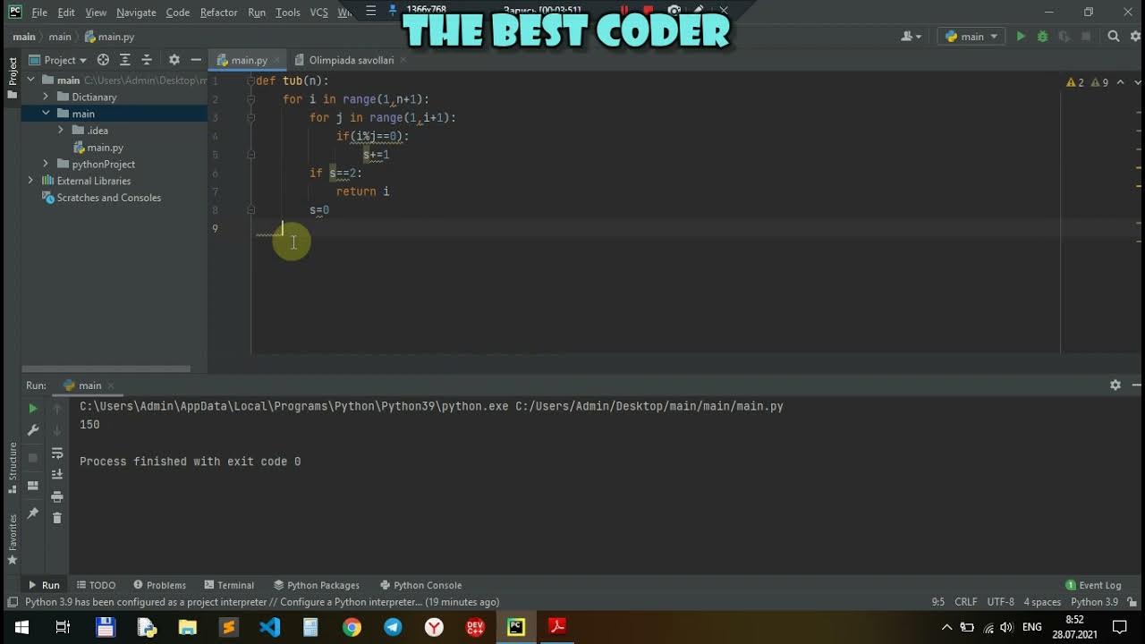 funksiyalar bilan ishlash 2-qism(Python) - YouTube