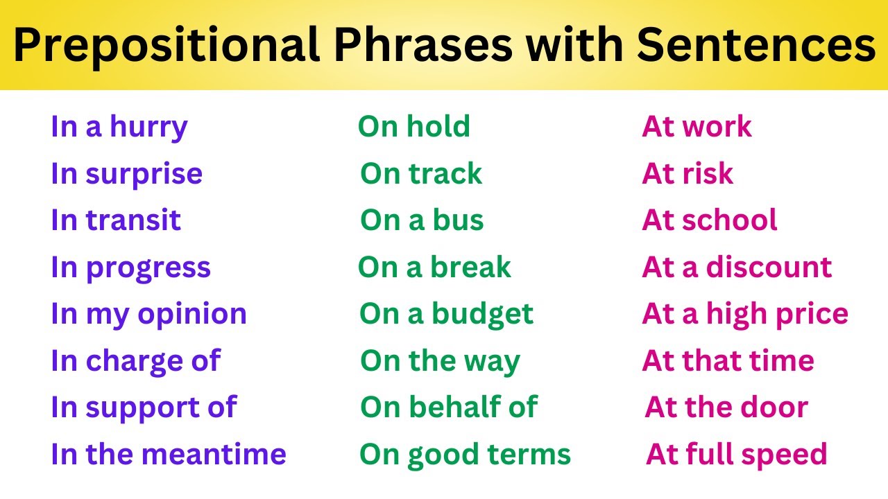 Common Prepositional Phrases with Example Sentences for Everyday Use ...