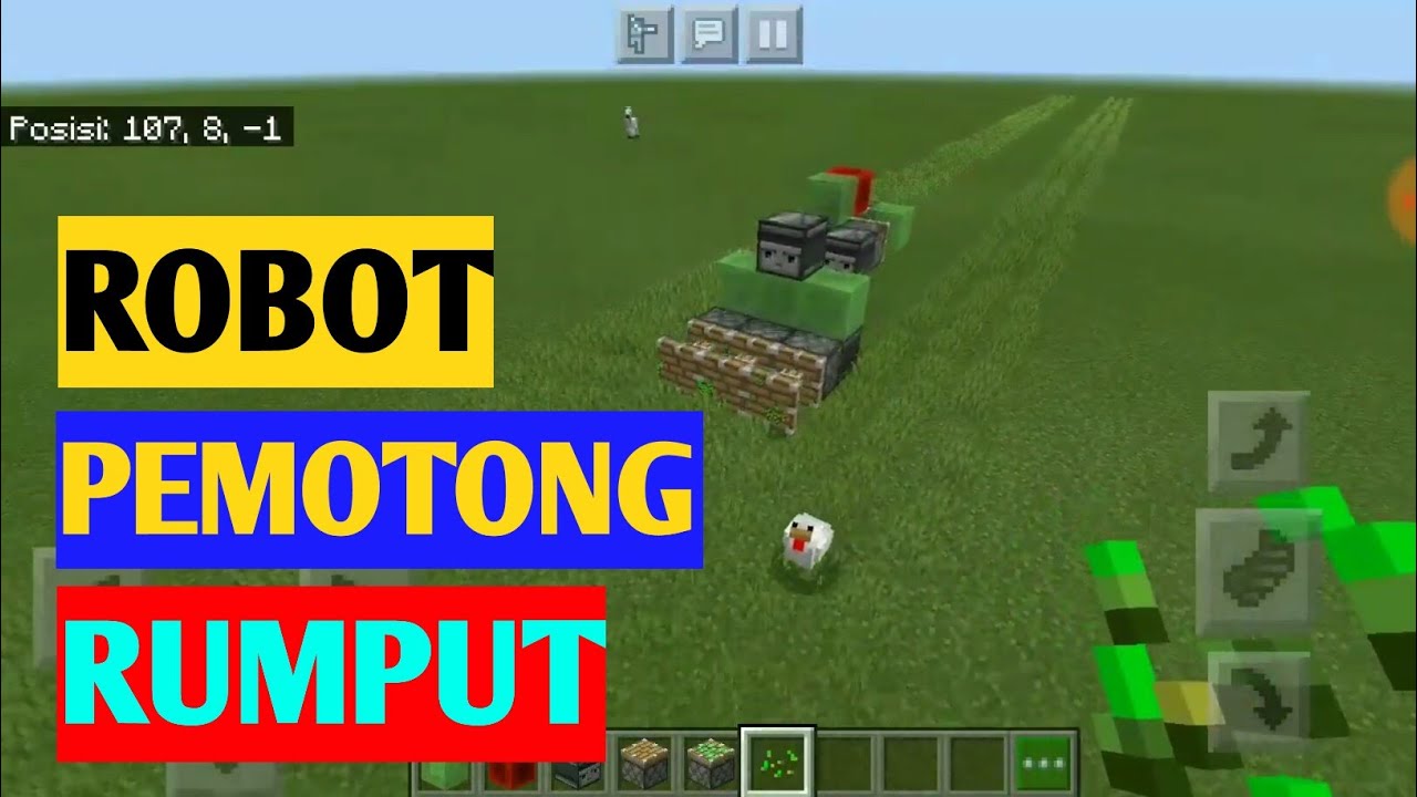 Cara membuat robot di Minecraft PE Robot pemotong rumput - YouTube