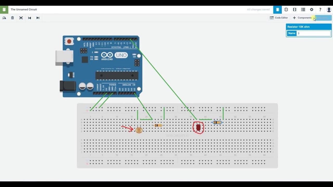 LDR circuit simulation autodesk 123d using arduino - YouTube