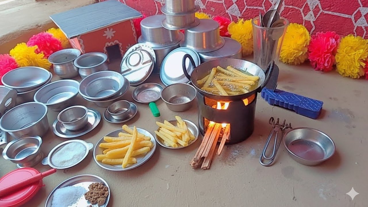 Miniature French Fries Recipe | Mini Cooking | Mini French Fries ki ...