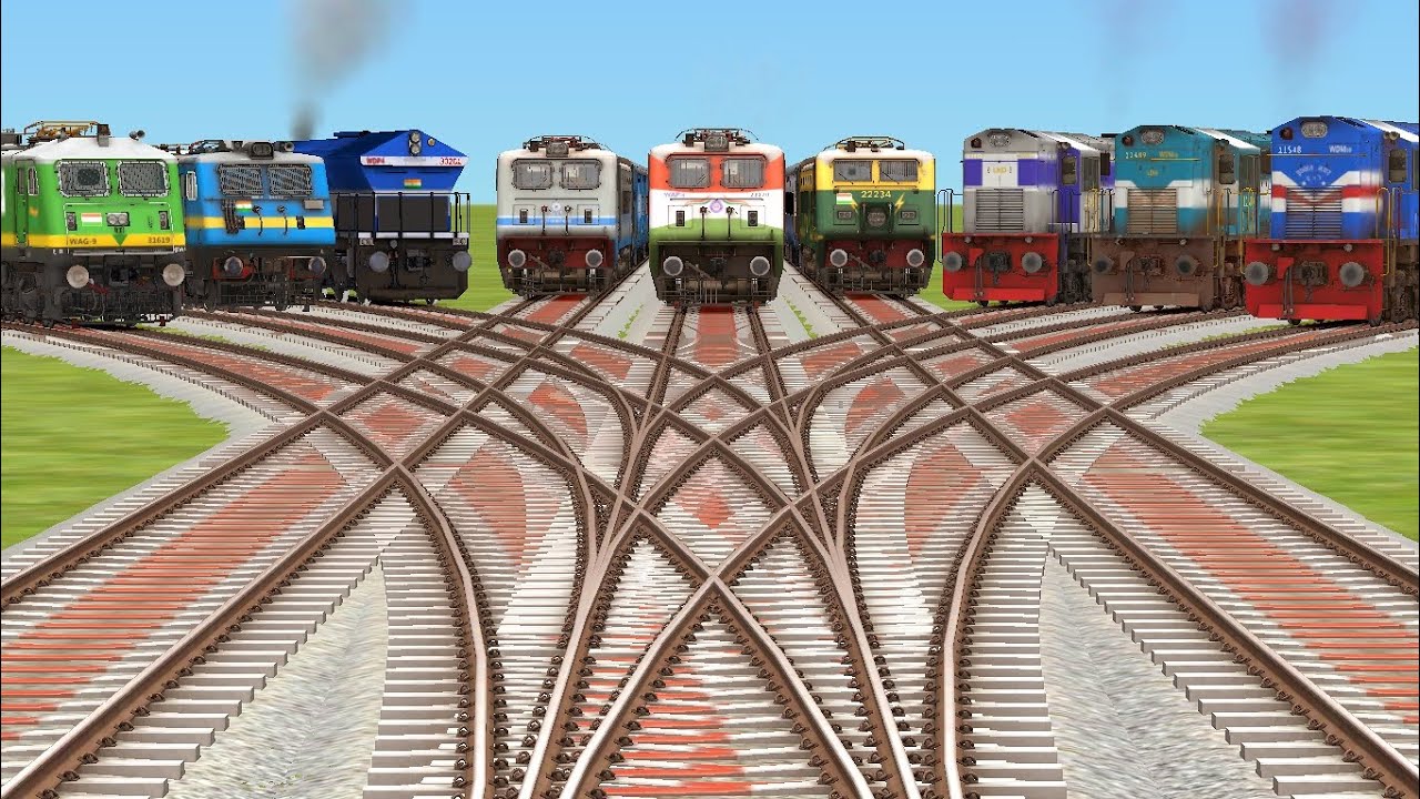 TRAINS FAST CROSSING😢🔺️AT HIGHEST ROTATING RAILWAY TRACK & 2HIGH & LOW ...