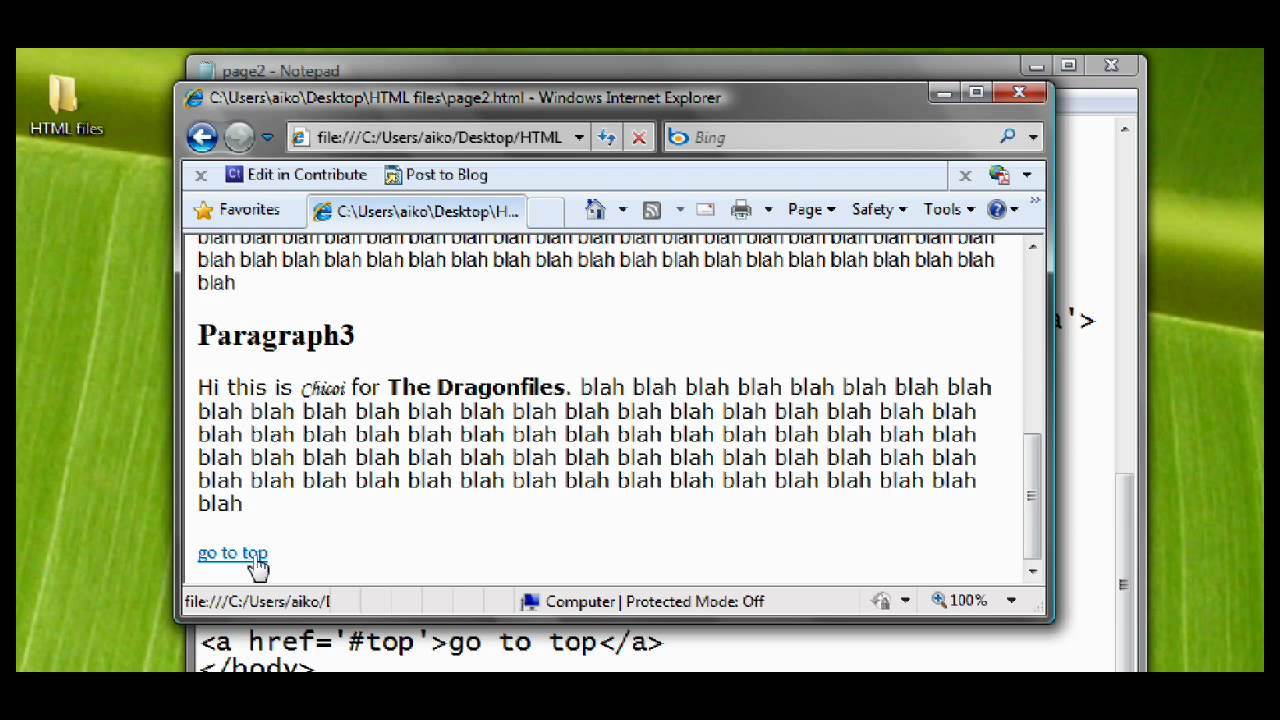 Html Tutorial 9 Html Links Part2 Linking Within The Page Youtube