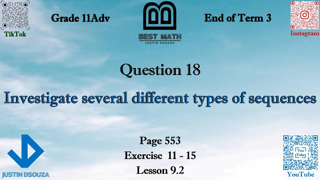Investigate several different types of sequences | Q18 P2 | 11A | EoT3 ...
