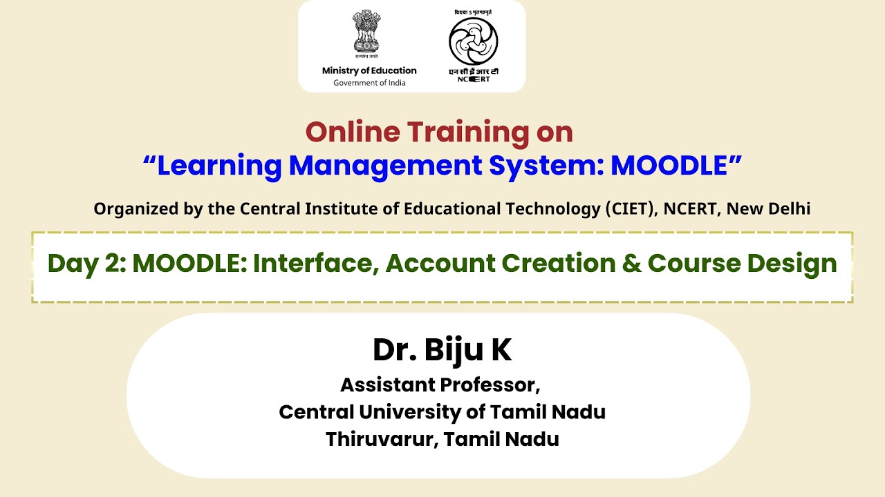 Day 2: MOODLE: Interface, Account Creation & Course Design - YouTube