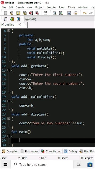 Write a C++ program to calculate sum of two numbers using Dev C++ ...