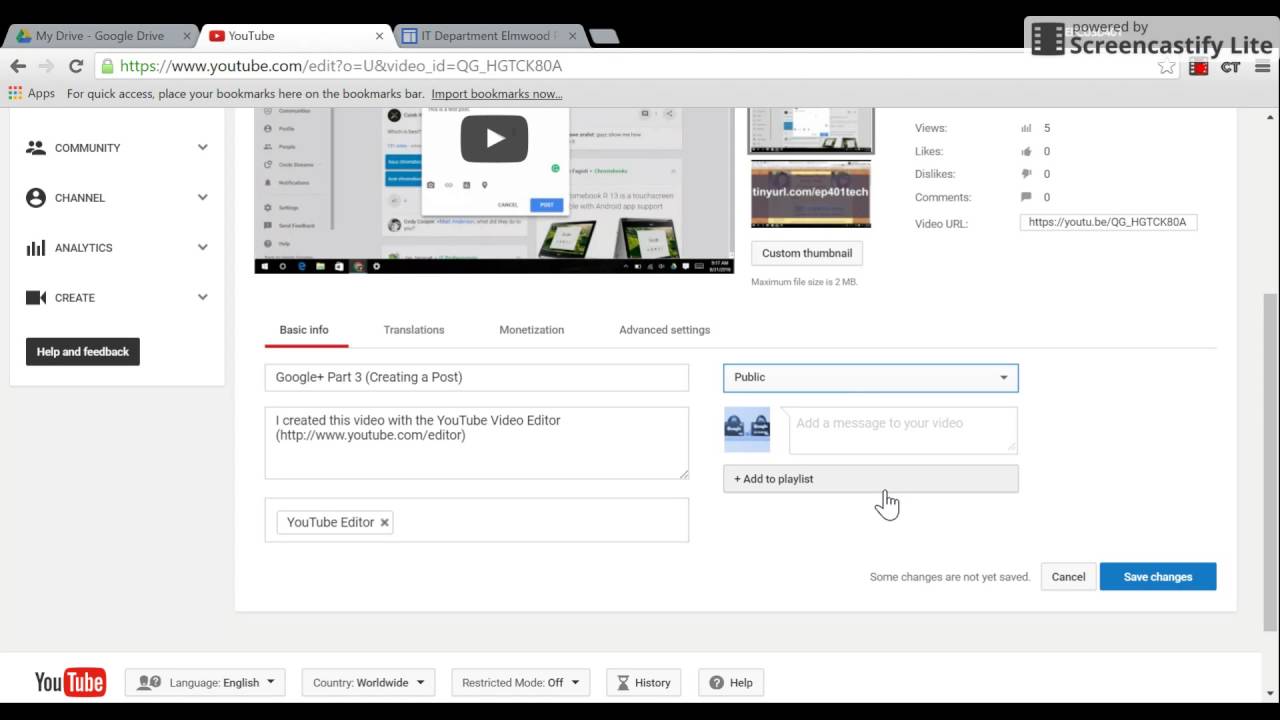 YouTube Creator Studio (Info, Enhancements, Audio) - YouTube