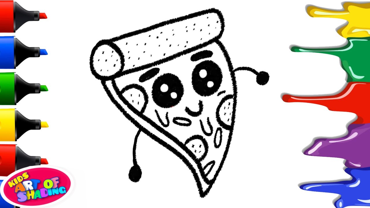 How to draw a pizza | Drawing and coloring for children | Kids art of ...