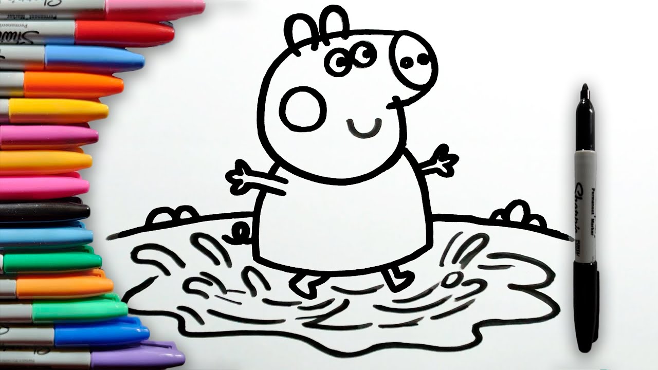 Dibujar a Hello Peppa Pig Jugando, aprender a Pintar y Colorear ...