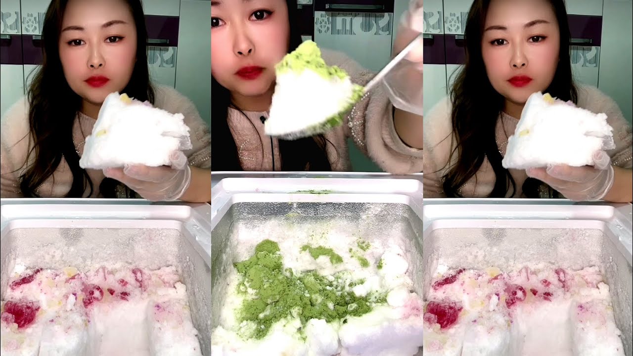 WHITE ICE EATING / FREEZER FROST EATING. ICE EATING - YouTube
