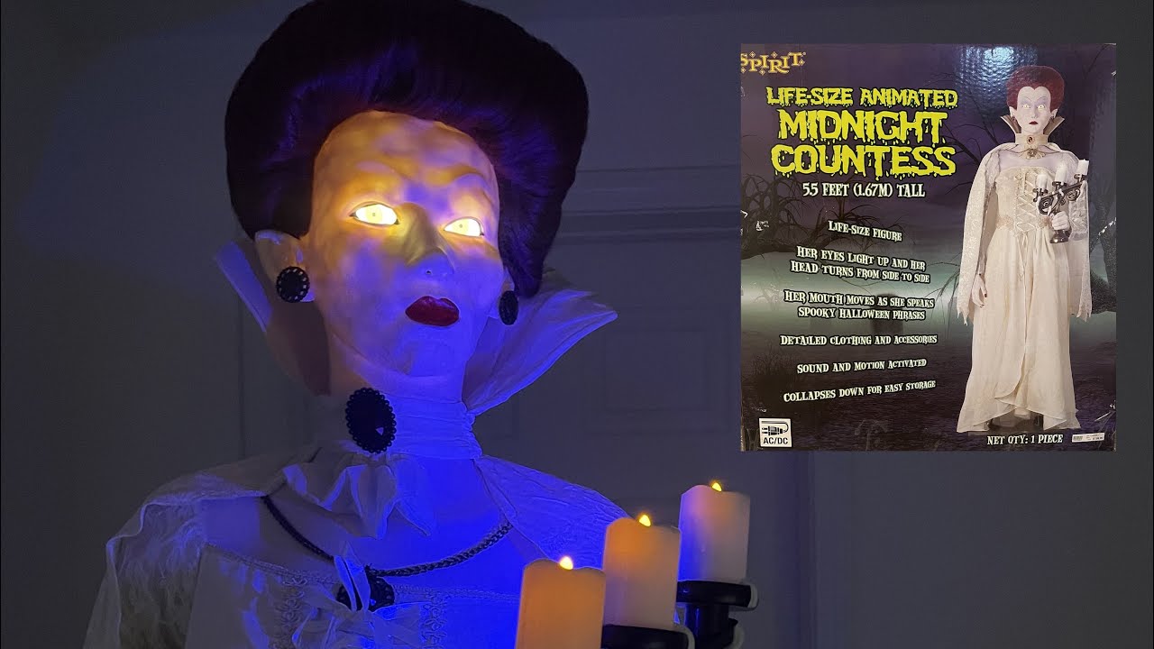 Gemmy life size Midnight Countess Spirit Halloween 2009 - YouTube