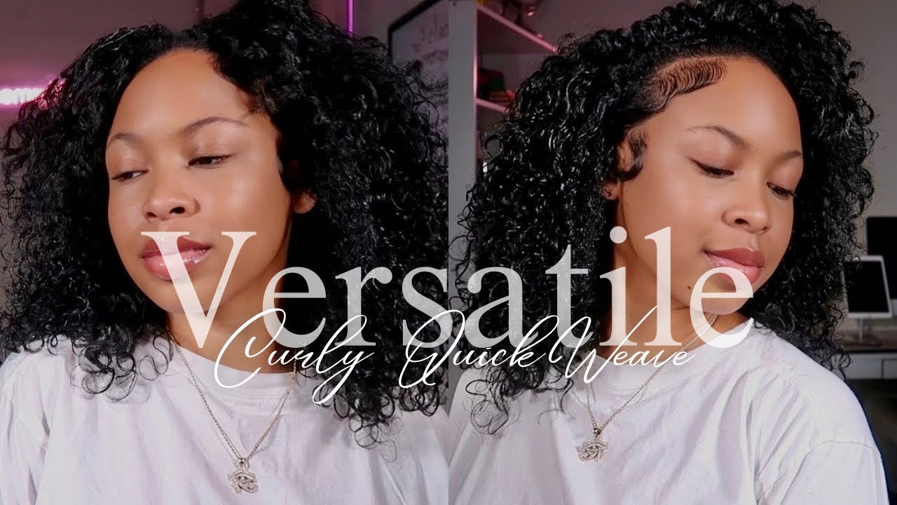 Curly Flipover Quick Weave/ Middle Part Versatile Method - YouTube