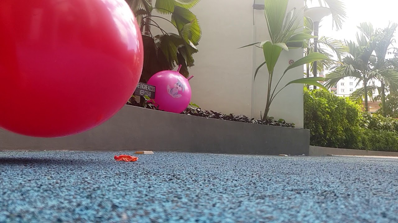 Balloon pop with 80cm space hopper - YouTube