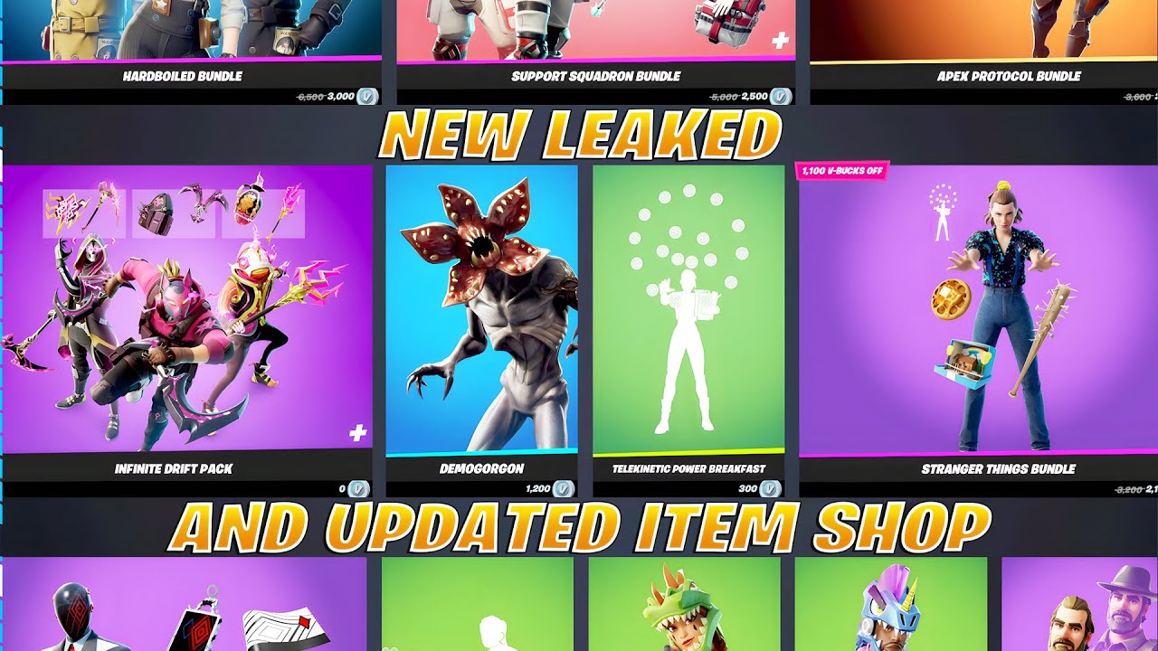 Item Shop NEW Leaked and UPDATED Skins (Stranger Things, Infinite Drift ...