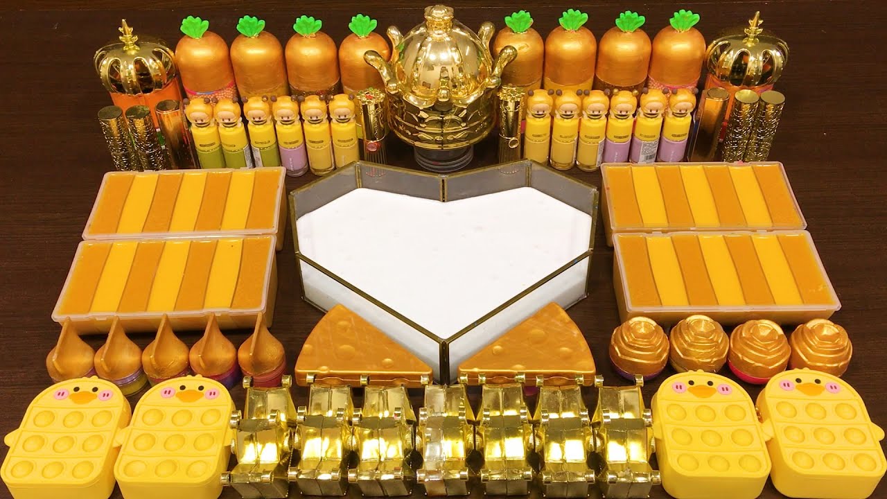 GOLD Satisfying Slime Video Series #3!!! Mixing Makeup, Clay and More ...