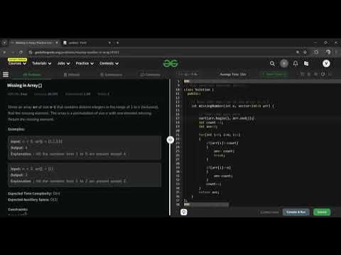Missing in Array GFG POTD (5 SEPTEMBER 2024) - YouTube