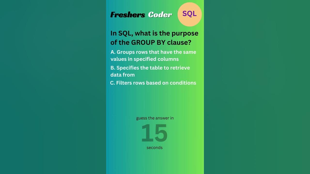 In SQL, what is the purpose of the GROUP BY clause | SQL Server Quiz - YouTube