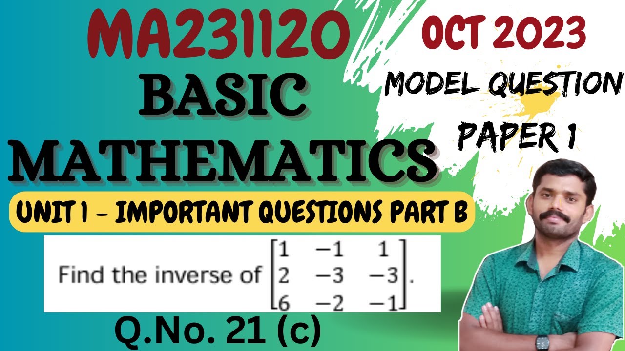 MA231120 Basic Mathematics | Model Question Paper-1 OCT 2023 ...