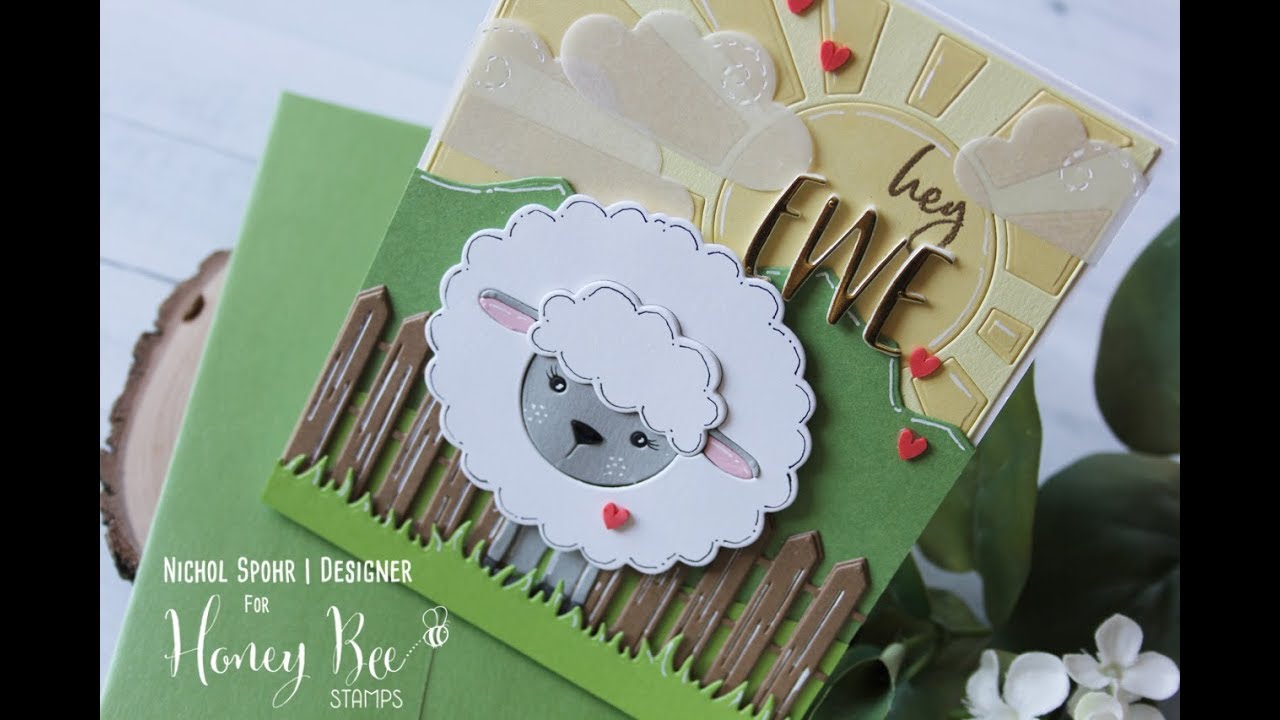 Honey Bee Stamps | Hey Ewe Paper Pieced Scene Card - YouTube