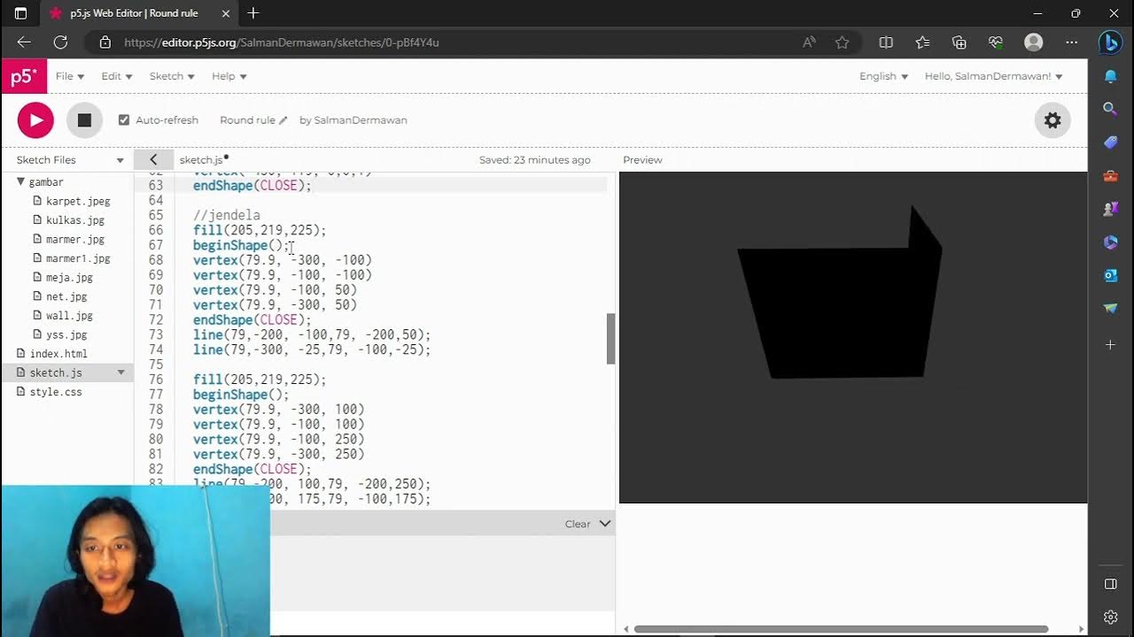 Cara membuat ruang makan menggunakan p5.js - YouTube