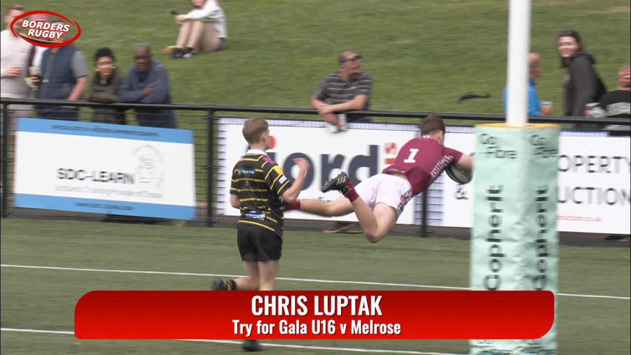 CHRIS LUPTAK TAKING A DIVE ON HIS WAY TO SCORING A TRY FOR GALA U16 v ...