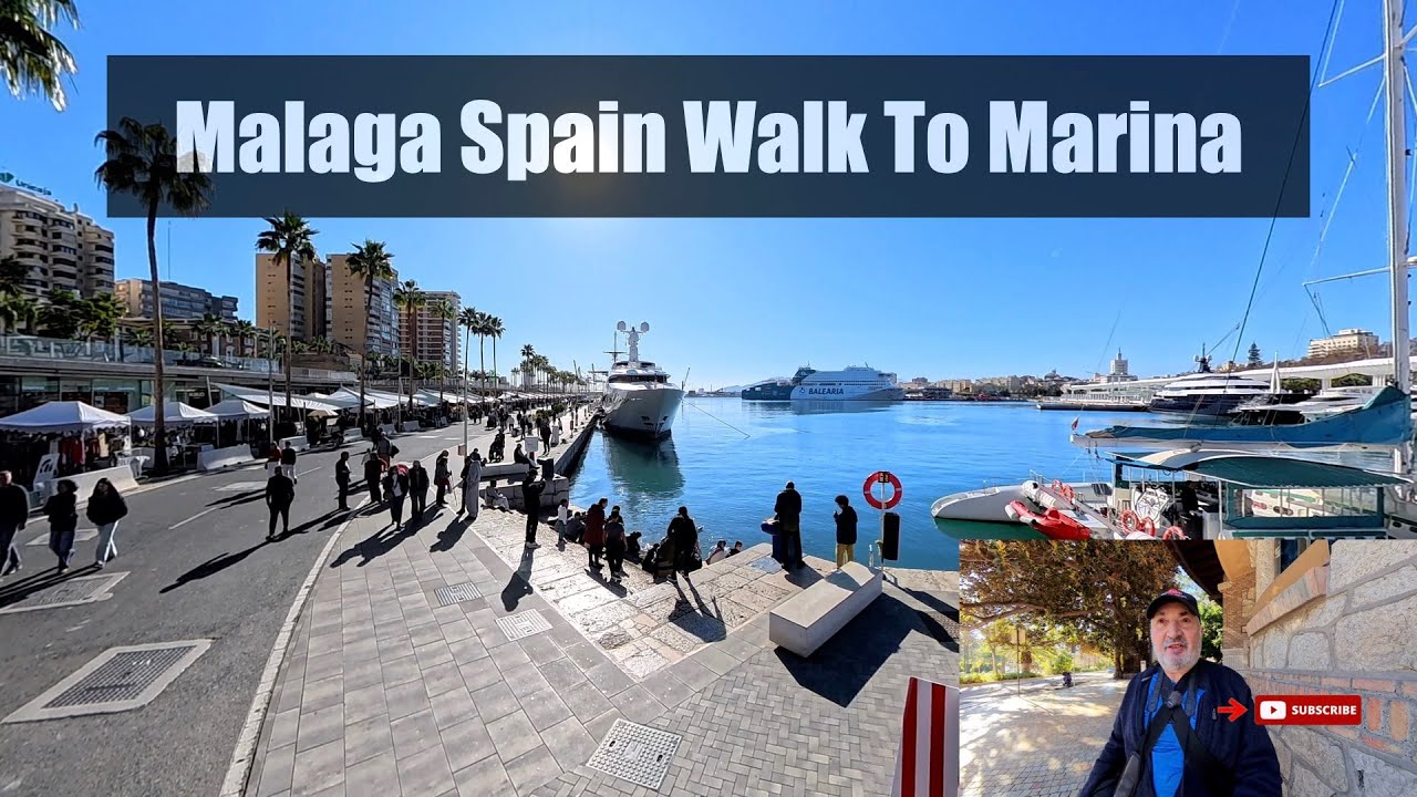Malaga Spain Walk To Marina using Insta 360 x5 - YouTube