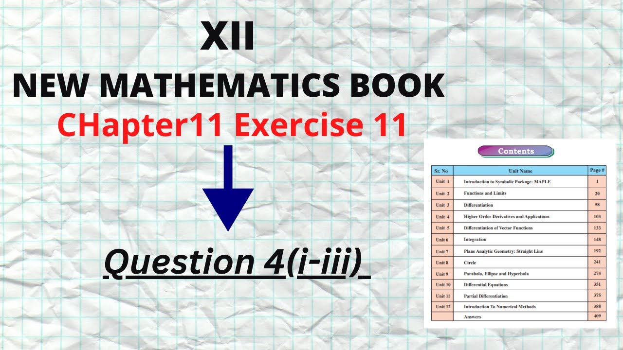 XII Mathematics New Book Chapter-11 Exercise 11 Question-4(i-iii) | HSC ...