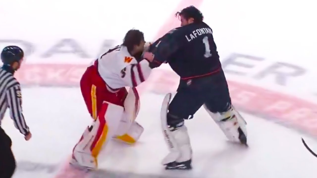 Jack LaFontaine Matt Radomsky Goalie Fight | Rapid City Rush v Kansas ...