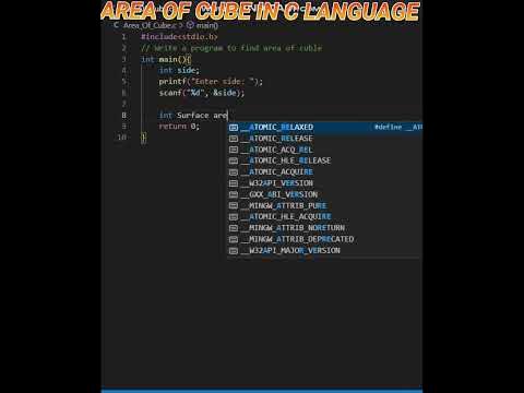 Area of cube in c language || how to find area of cube || Simple program #shorts #clanguage ...
