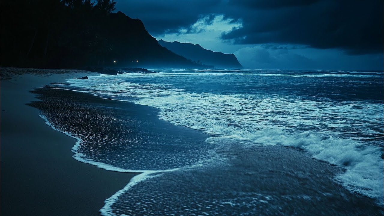 Ocean Waves Night Sound | Sleep with Ocean Waves | Relaxing Night ...