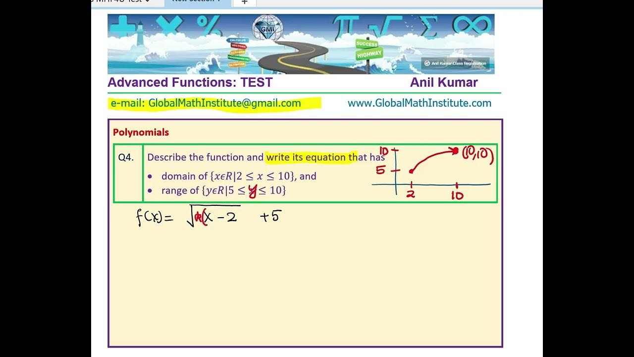 How To Write A Function Whose Restricted Domain And Range Is Given