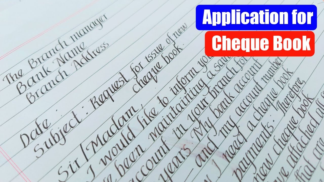Application Letter for Cheque Book | Application Letter for Issuing ...
