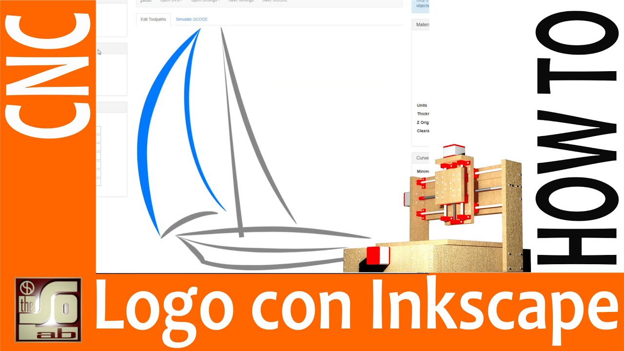 CNC tutorial - Come creare il gcode di un logo grafico con inkscape e jscut - YouTube
