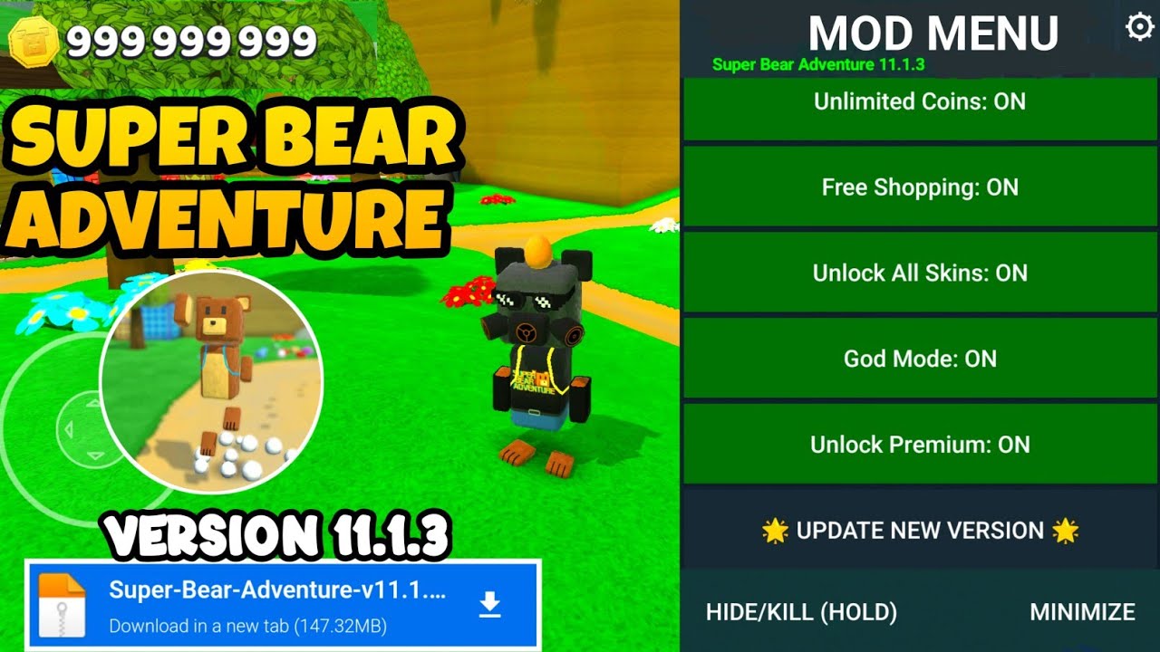 NEW UPDATE!! SUPER BEAR ADVENTURE MOD MENU APK V11.1.3 UNLIMITED MONEY ...