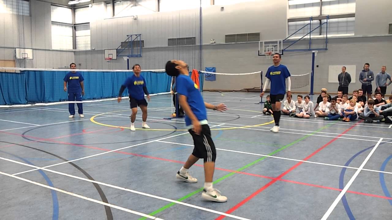 Malaysian Takraw demonstrated in England - YouTube