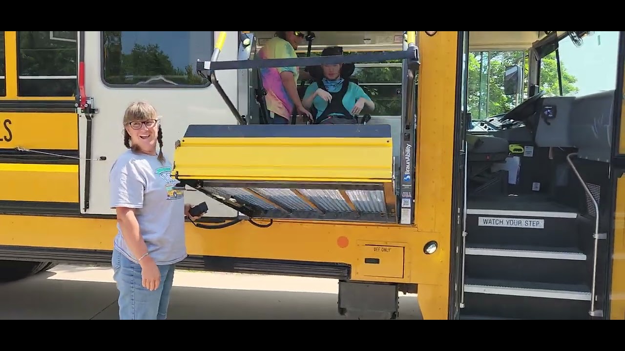 Sam home from school & off the school bus lift 7.31.23, Brittnee's 1st ...