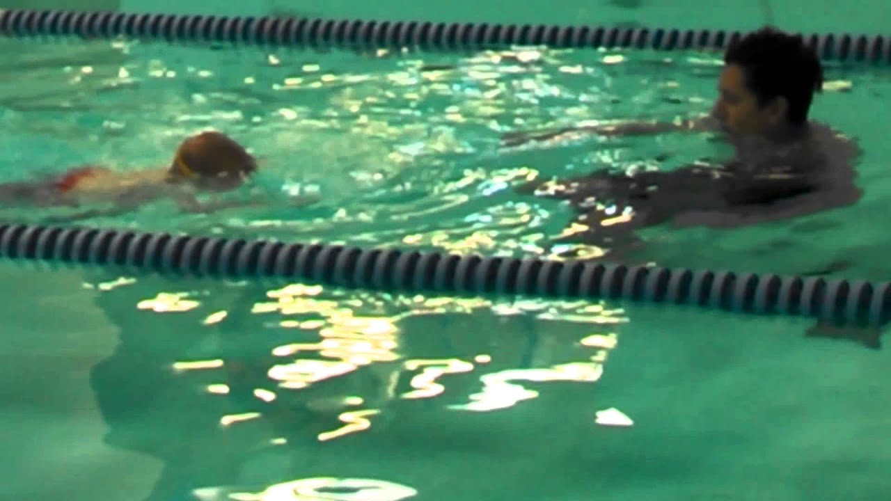 Kevin in swim lesson - YouTube