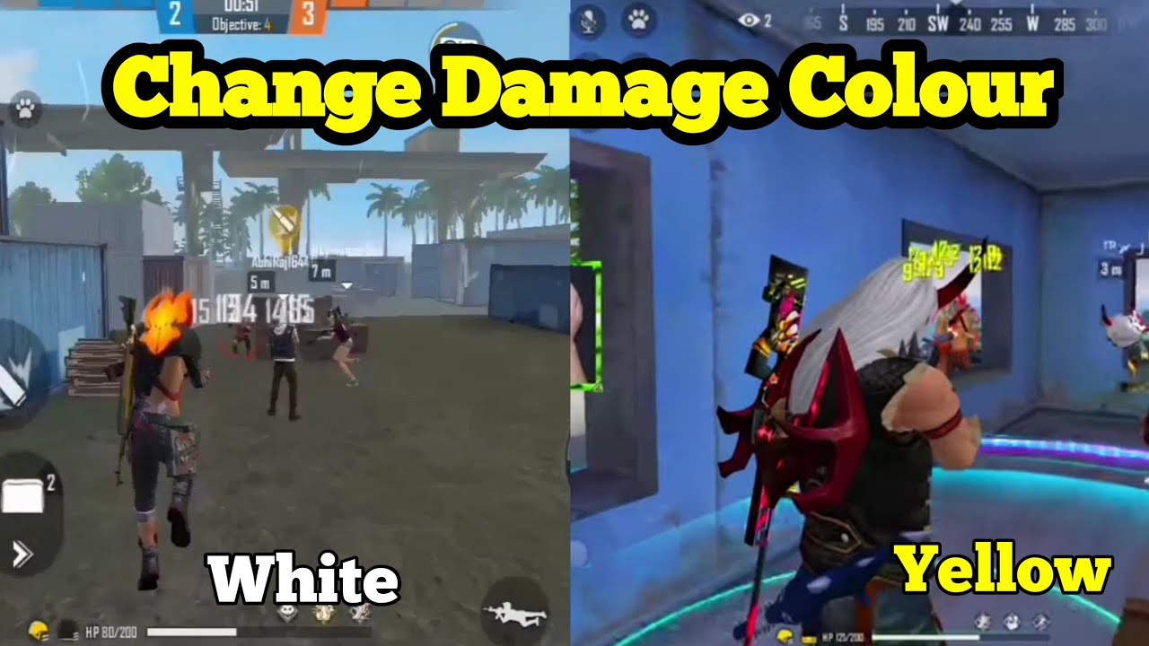 Free Fire Damage Colour Change Kaise Kare || Damage Colour White Kaise ...