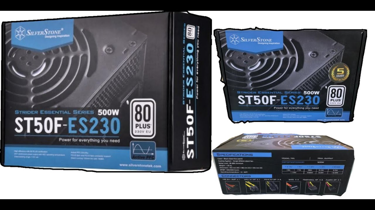 Power Supply/Psu Silverstone ST50F-ES230 500watt 80+ Unboxing 2020 ...