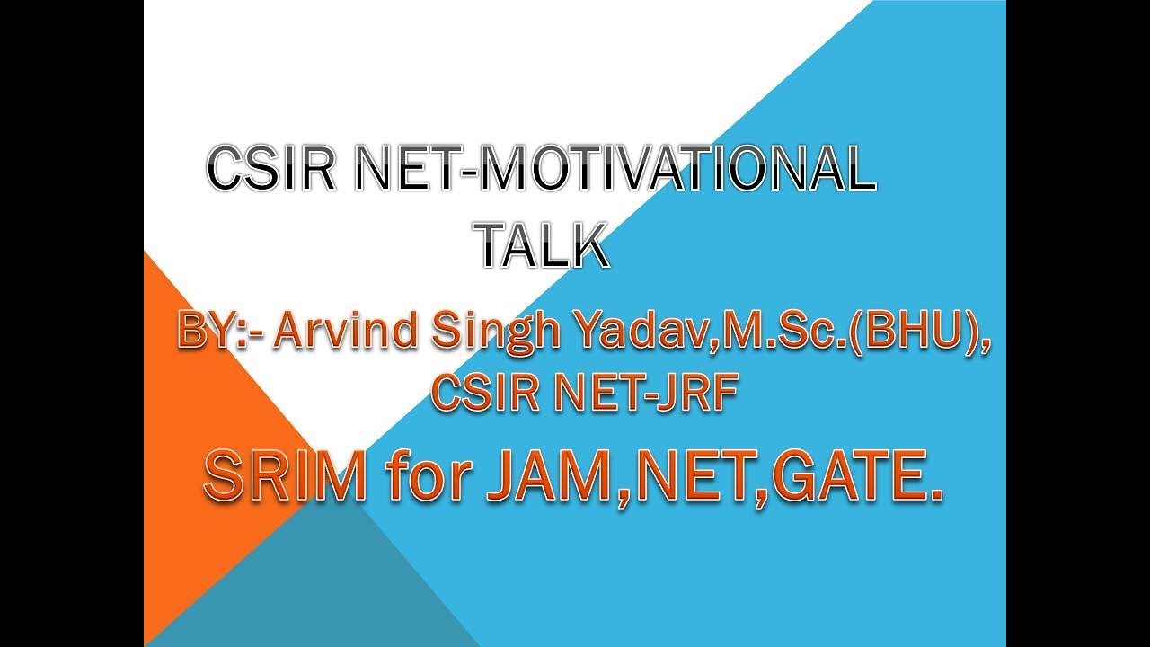CSIR- NET, motivational talk - YouTube