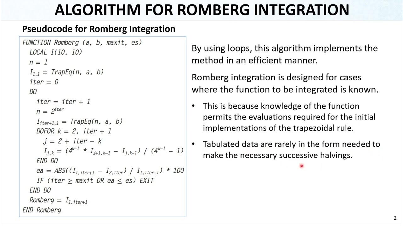 Numerical Methods Lec39 Ch22 Integration Of Equations2 Romberg Integration - YouTube