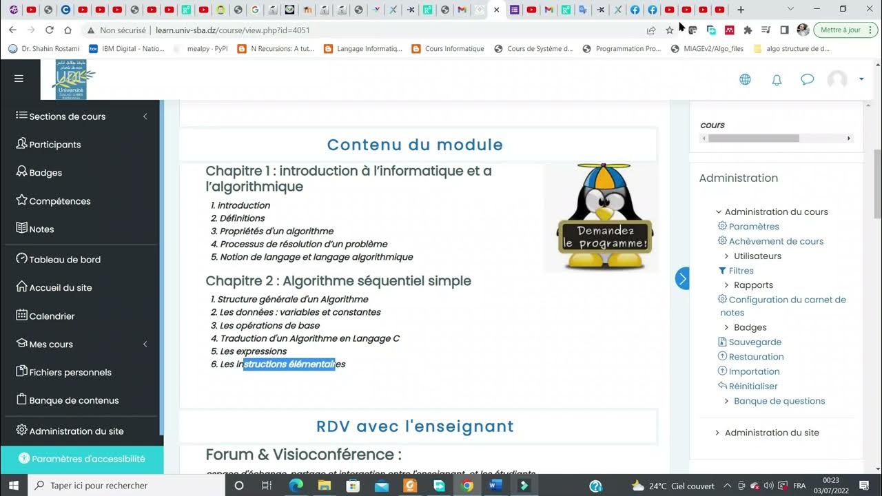video de contenu : MOOC algorithmique et structure de données - YouTube