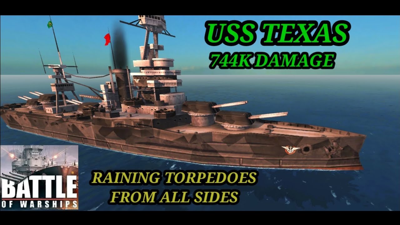 USS TEXAS 744K DAMAGE RAINING TORPEDOES FROM EVERYWHERE - YouTube