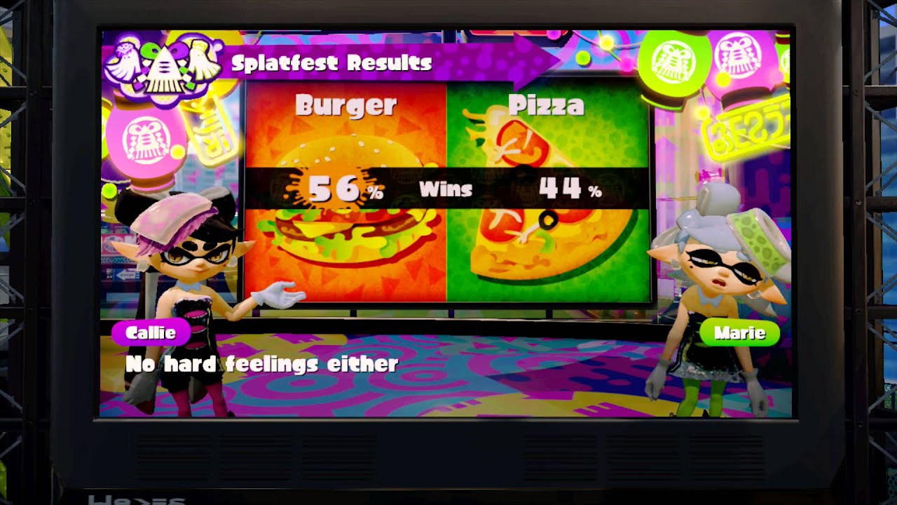 Splatoon - NA Splatfest results for 12/05 | Burgers vs. Pizza - YouTube