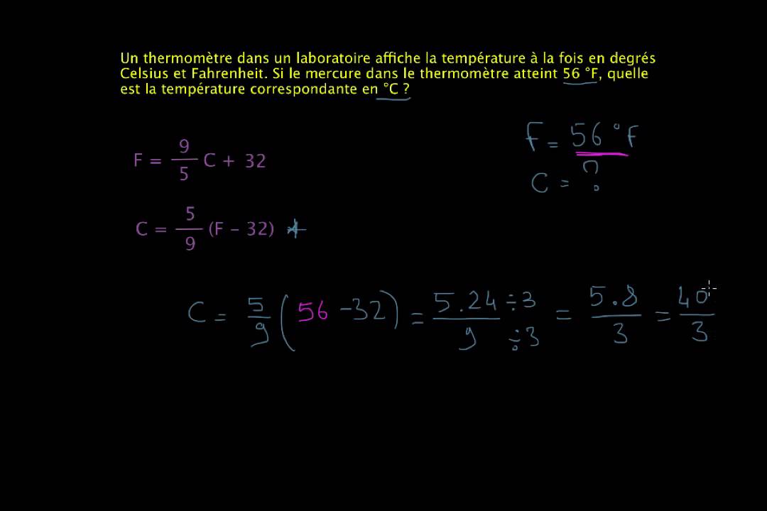 Convertir des degrés Fahrenheit en degrés Celsius - YouTube